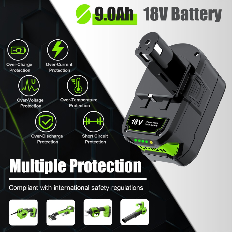 High Capacity Battery 12AH For RYOBI P108 18V One Plus 18 Volt Lithium ...