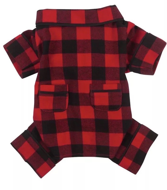 NEW Fab Dog Red Black Buffalo Check Plaid Flannel Dog Pajamas Pjs 18 ...