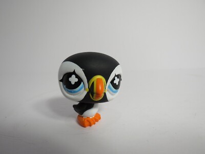 #654 LPS Littlest Pet Shop Funniest Black Puffin Penguin Bird W/ Blue ...
