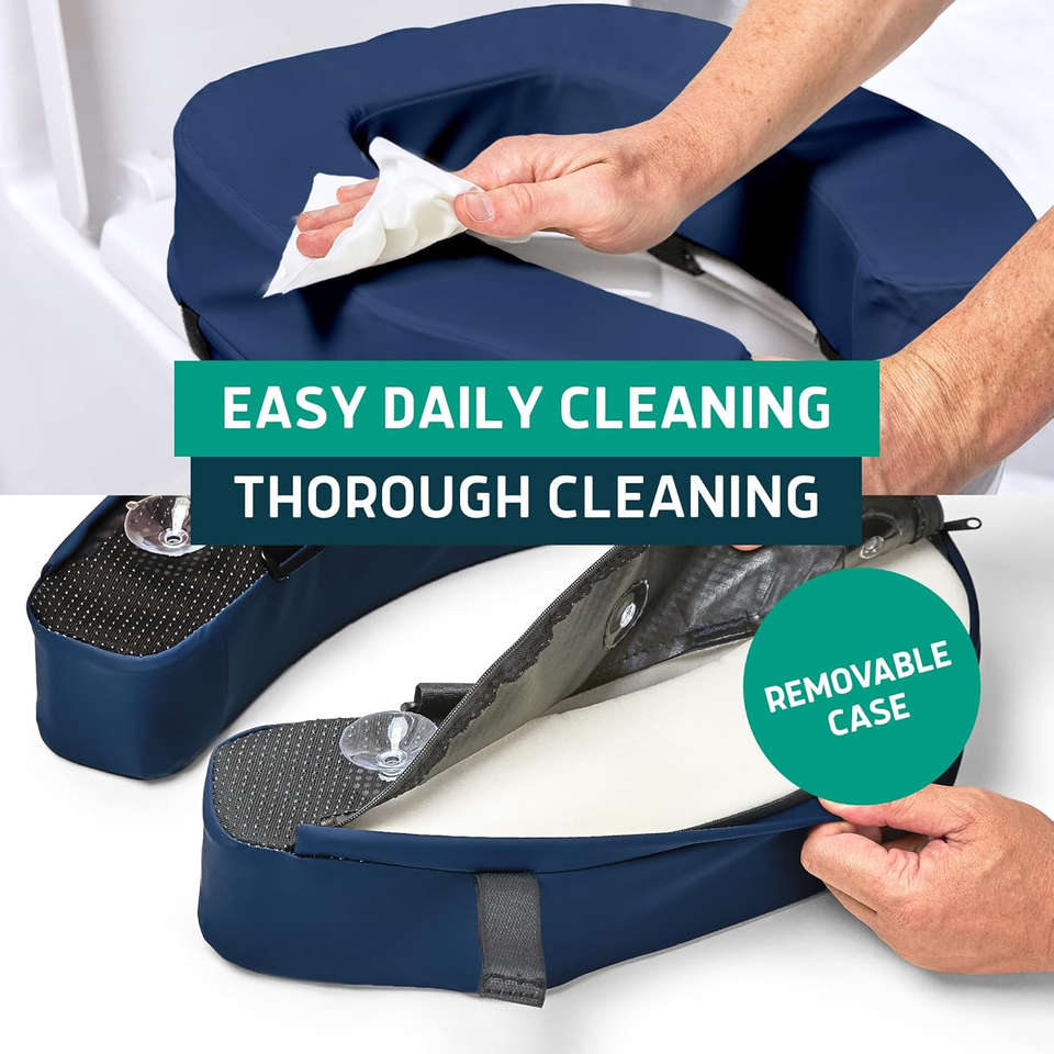 Toilet Seat Riser for Seniors - 3" Elevation & Comfort Cushion (Blue ...