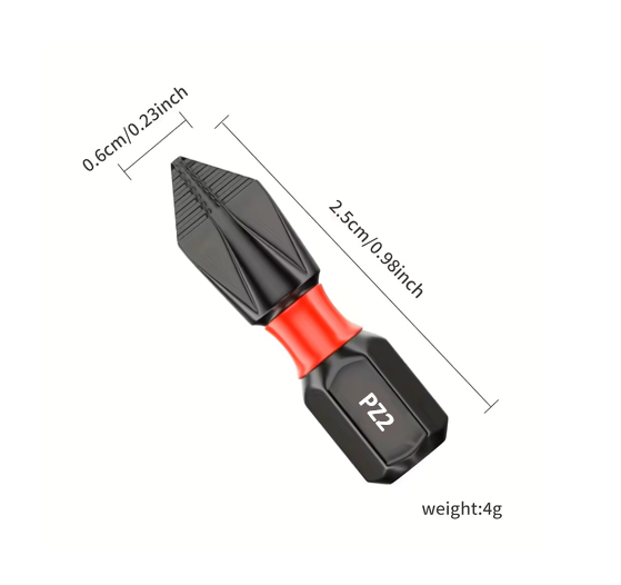 PZ2 Impact Screwdriver Bits Set PoziDriv POZI No.2 Heavy Duty 25mm ...