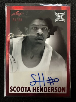 2021-22 LEAF MEMORIES SCOOTA HENDERSON ROOKIE/RC AUTO 25/25 RED #BWSH1 ...