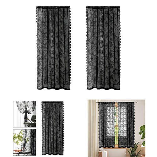 2 Piece Lace Floral Net Curtains Voile Curtains for Study Room Home | eBay Australia