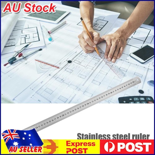 Stainless Steel Metal Straight Ruler Double Sided Measuring Tool (500mm ...