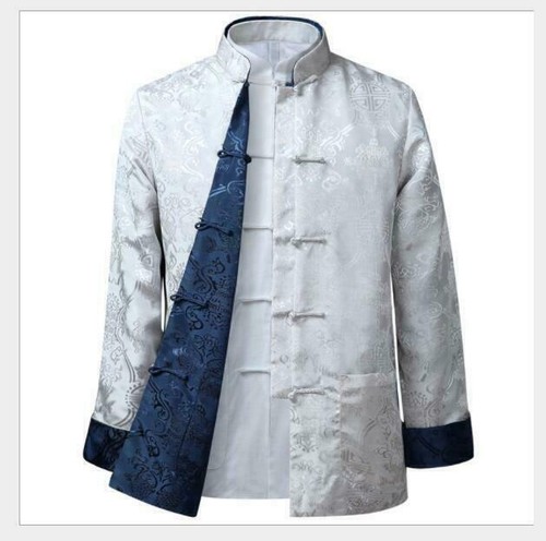 Men's Chinese Traditional Silk Blend Tang Jacket Long Sleeve Leisure ...