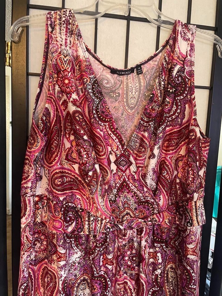 EUC Elementz Woman Paisley Print Maxi Dress size 1X | eBay