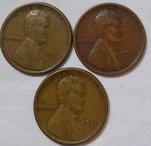 Lincoln S Mint Cent Lot-3 Very Fine/Extra Fine Medium Brown Coins 1919 ...