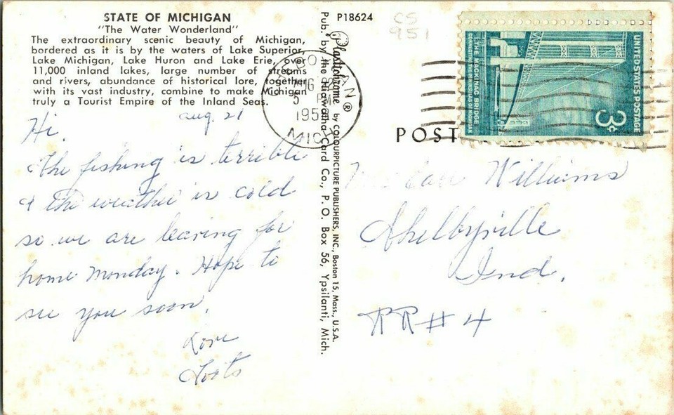 State Of Michigan Vintage Postcard Water Wonderland 1950s | eBay