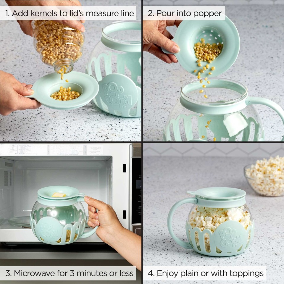 Patented Micropop Microwave Popcorn Popper With Temperature Safe Glass ...