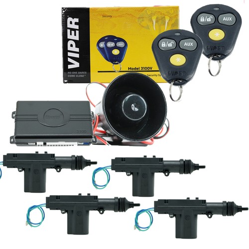 Viper 3100V Keyless Entry Car Alarm System + 4 Universal Door Lock ...