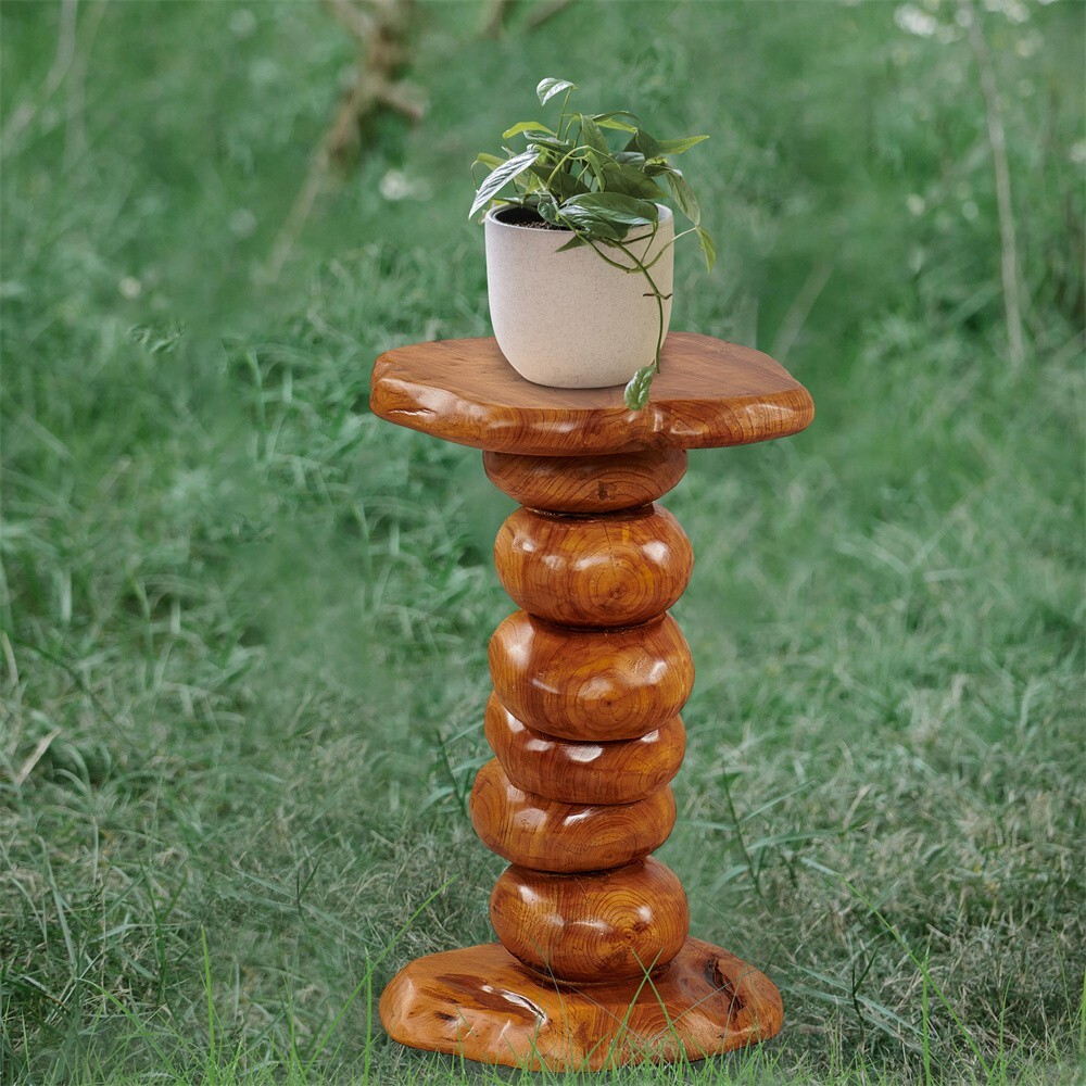 GREENAGE Cedar Roots Multibeads Stand Stool Tree Stump Side Table 23.6 ...