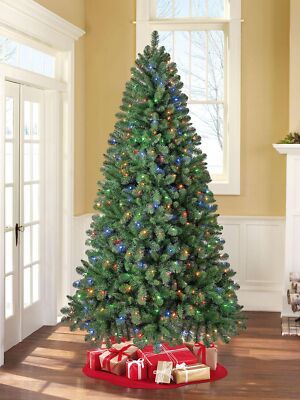 Holiday Time Kennedy 7.5' Pre-lit Regular Full Quick Set Fir Christmas ...