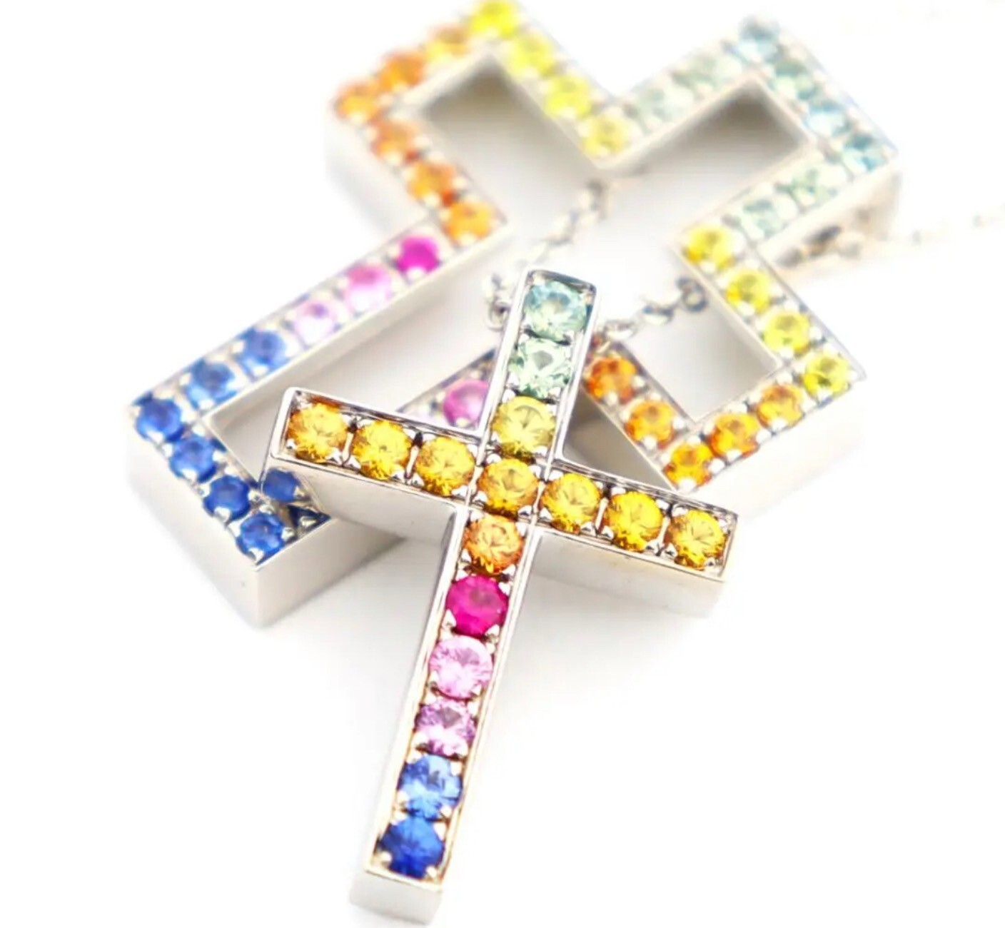 DAMIANI Rainbow Belle Epoque Cross Necklace 2022 new … - Gem