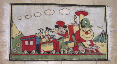 VINTAGE DISNEY RUG 50S/60S MICKEY MOUSE DONALD DUCK PLUTO CASEY JUNIOR ...
