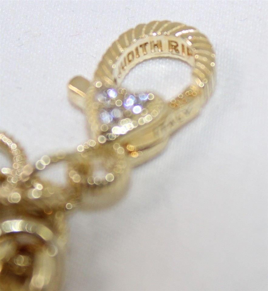 Judith Ripka Gold Plated Sterling Byzantine Chain Bracelet w/CZ Heart w ...