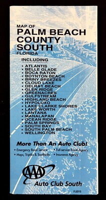 2000 Palm Beach County South Florida Vintage AAA Club Travel Map ...