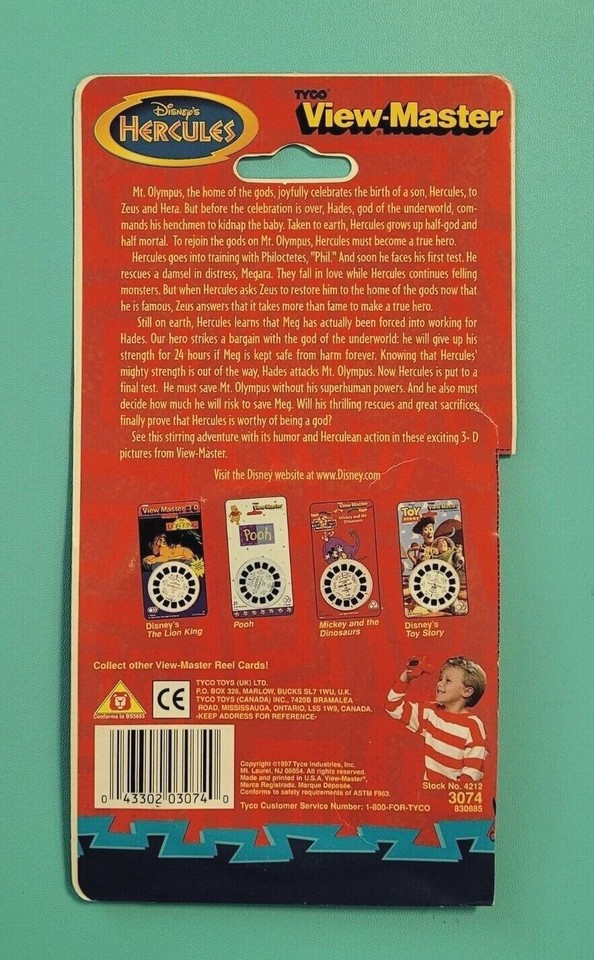 Disney Disney's Hercules Megara Phil Movie view-master 3 Reels open ...