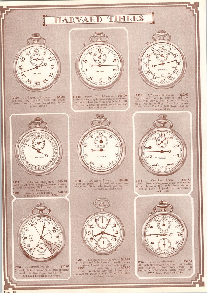 1937 PAPER AD 2 Sided Harvard Pocket Timers 1/5th Second Chronograph | eBay