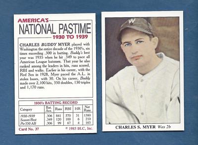 CHARLES BUDDY MYER, Senators~1930-1939 National Pastime |Big League ...