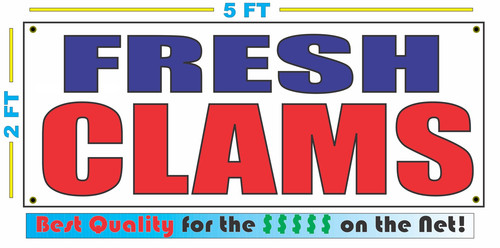 FRESH CLAMS Banner Sign NEW Larger Size Best Quality for the $$$ Fish ...