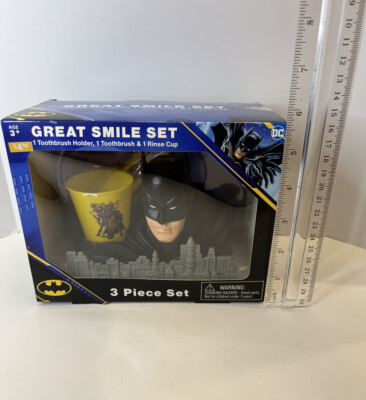 DC Batman Super Smile Set Toothbrush Holder Toothbrush & Rinse Cup | eBay