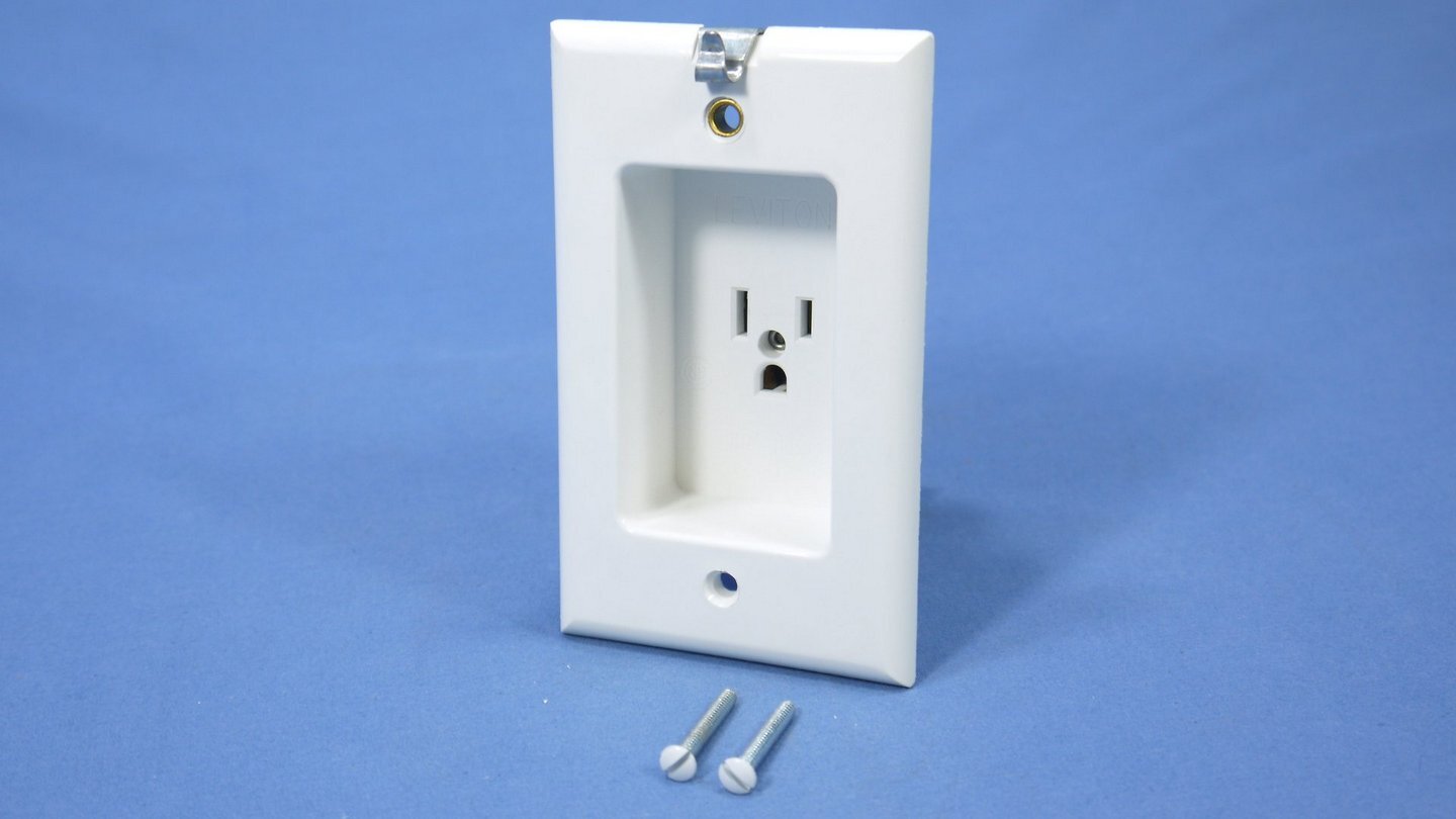 Leviton White Clock Hanger 1" Recessed Depth Outlet Receptacle 15A 5 ...