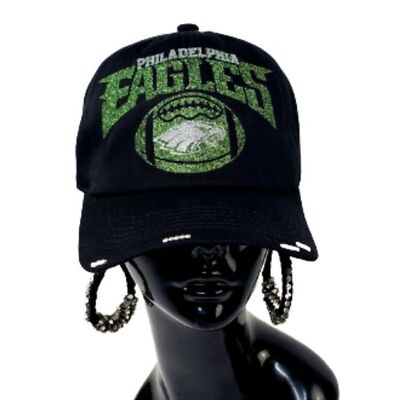 Philadelphia Eagles Football Black Fitted Adj.Baseball Cap,Shiny ...