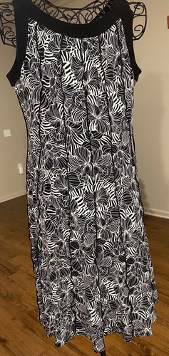 Perception Dress Womens Size 8 Black White Midi Shift Ribbed | eBay