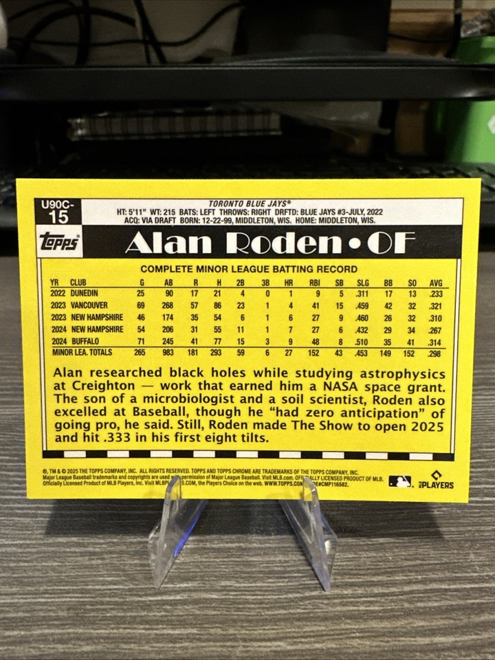 2025 Topps Update Series - Alan Roden RC - Mojo Chrome Silver Pack # ...
