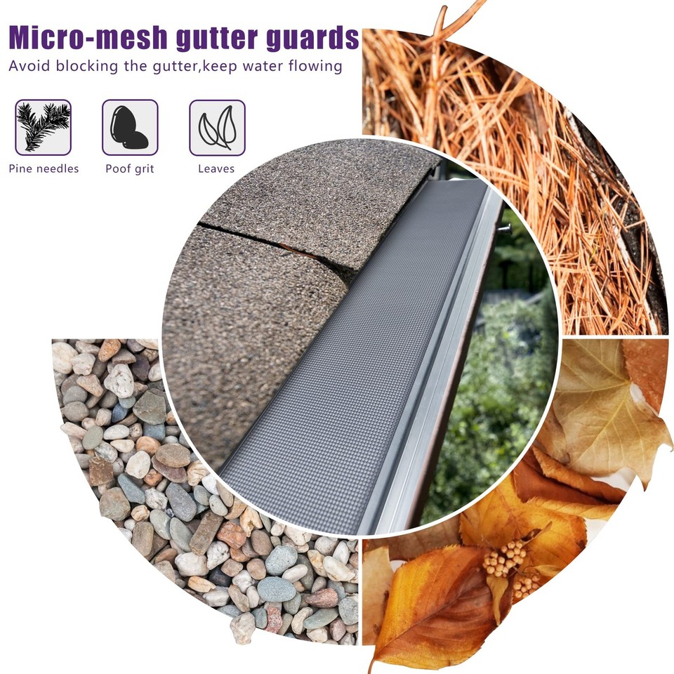Gutter Guard 5'',Stainless Steel DIY Gutter Cover System 48ft,Micromesh ...