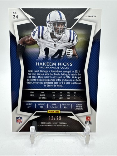 2014 Panini Select Prizm Red #34 Hakeem Nicks /99 | eBay