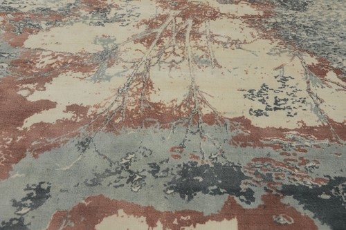 Handmade Multicolor Silk Carpet Nature Print Modern Abstract Indian Rug ...