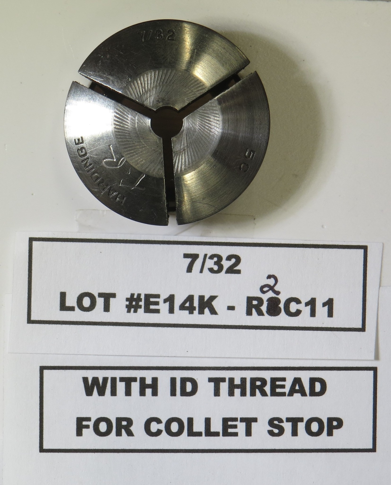 5C COLLET LOT R2C11 - 7/32" DIAMETER - WITH ID THREADS FOR COLLET STOP ...