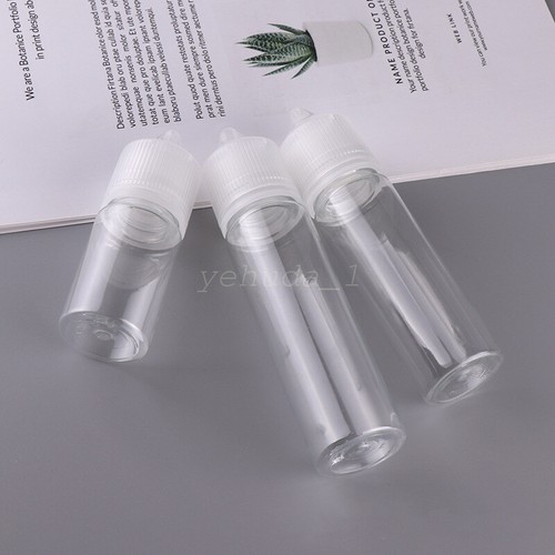10x SMALL STRONG ROUND PLASTIC BOTTLES SCREW FLIP TOP LID TRAVEL LIQUID ...