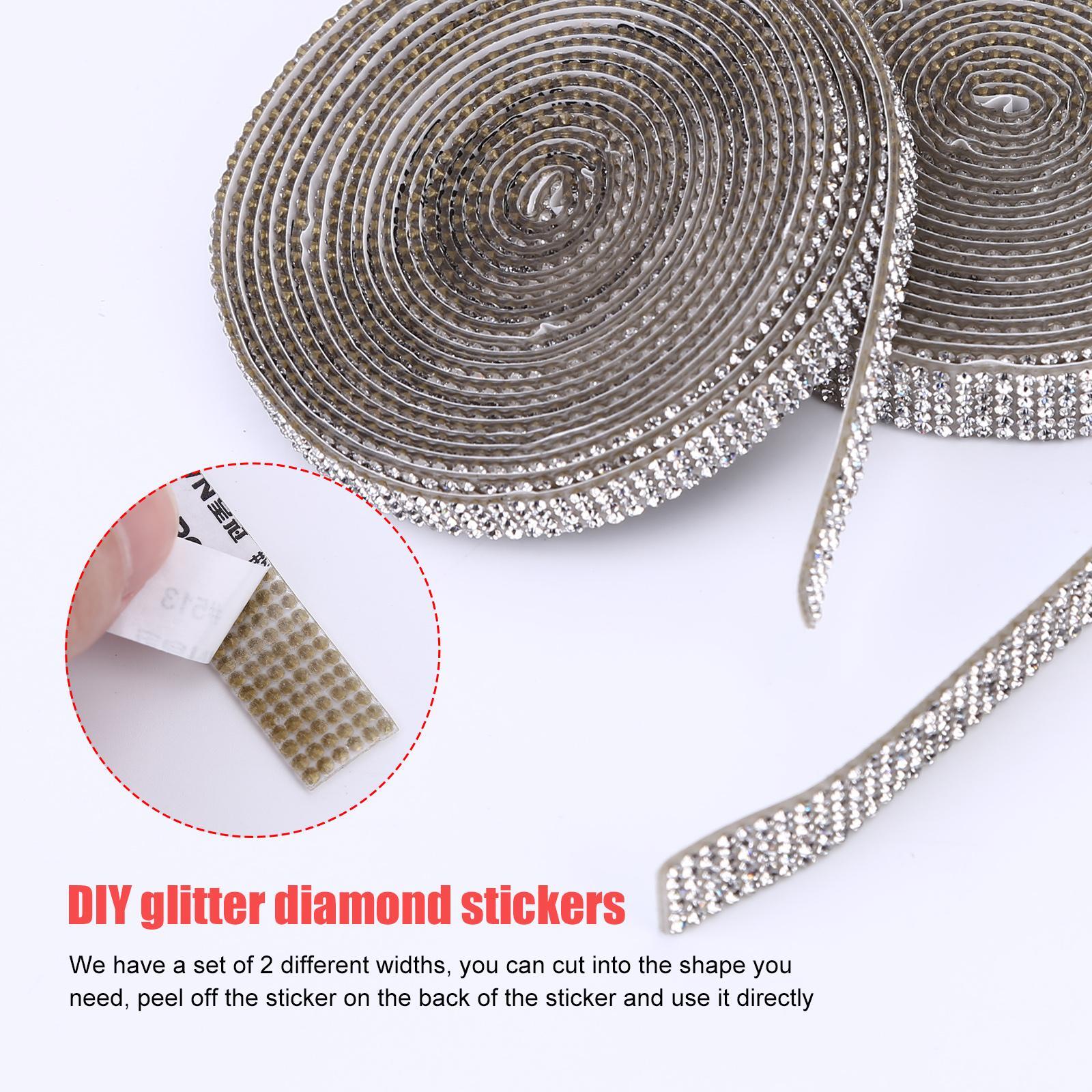 Rhinestone Ribbon 2 Rolls Adhesive Bling Diamond Rhinestone Strips ...