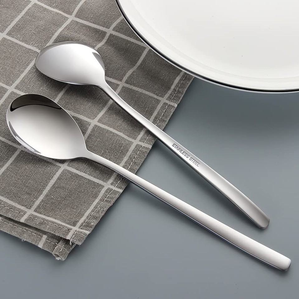 Korean Spoons12 Pieces Stainless Steel Soup Spoons8 Inch Korean Spoons ...