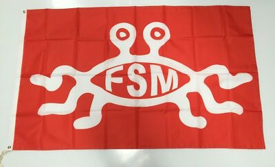FSM Flying Spaghetti Monster Banner Flag - Funny Logo Garage Gospel Man ...