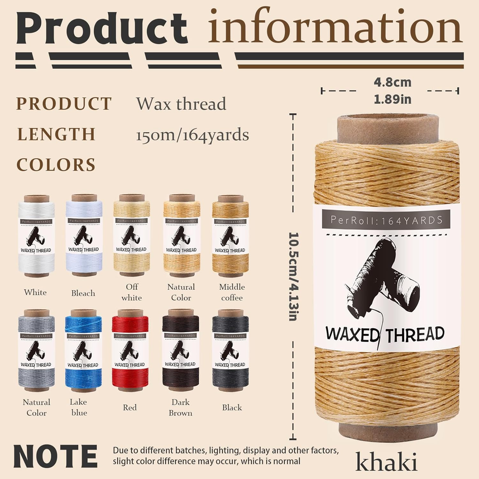 Waxed Thread, 150M /164Yards Original White Leather Waxed Threads ...