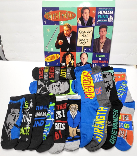Seinfeld Men's Socks 12 Pack Large Shoe 6-12 4 Crew 8 Quarter Gift Box ...