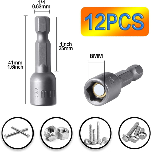 12pcs 5/16 Nut Driver Set, 8mm Hex Strong Driver（8mm）, Silvery | eBay