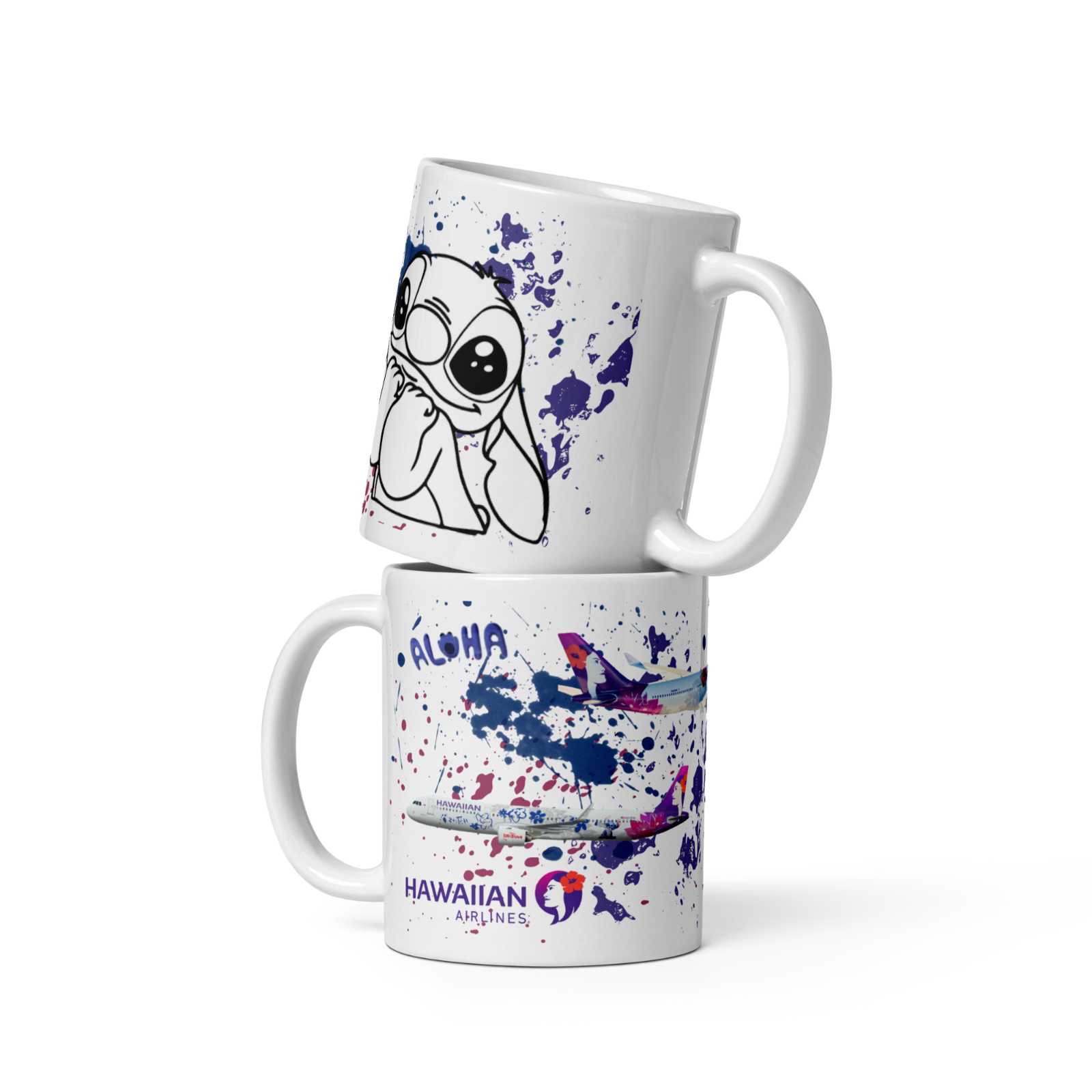 Hawaiian Airlines Lilo & Stitch Aircraft Mug – 11 oz Ceramic Fun ...