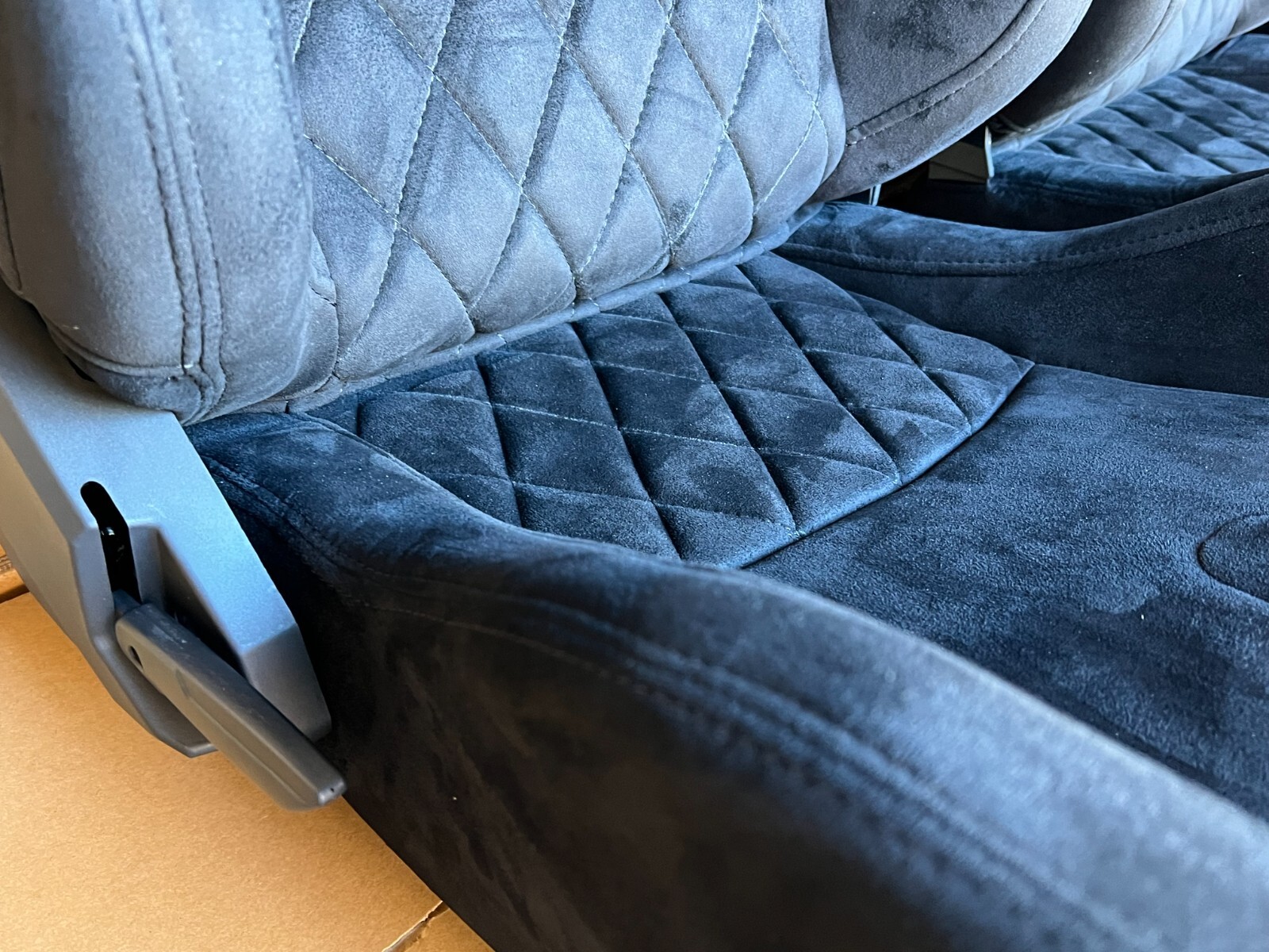 Pair BB6 RS Black Suede Alcantara Diamond Stitch Reclining Bucket ...