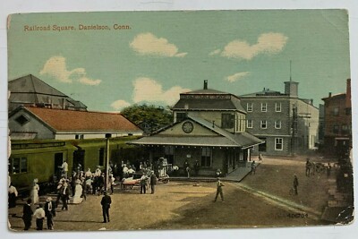 CT Postcard Danielson Connecticut RR Train Railroad Square station ...