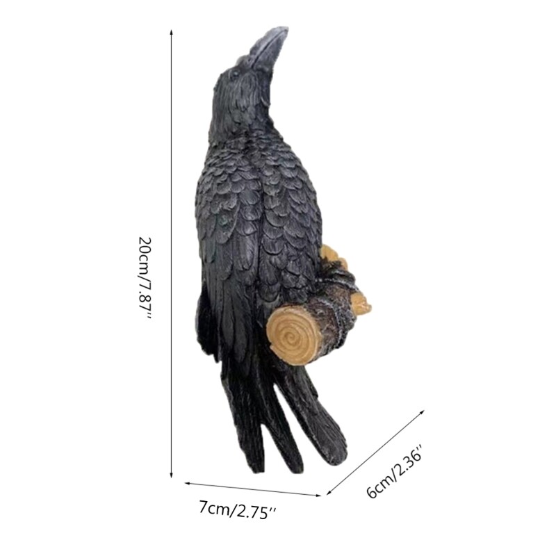 Simulation Black Crow Model Resin Craft Bird Sculpture Artificial Crow ...