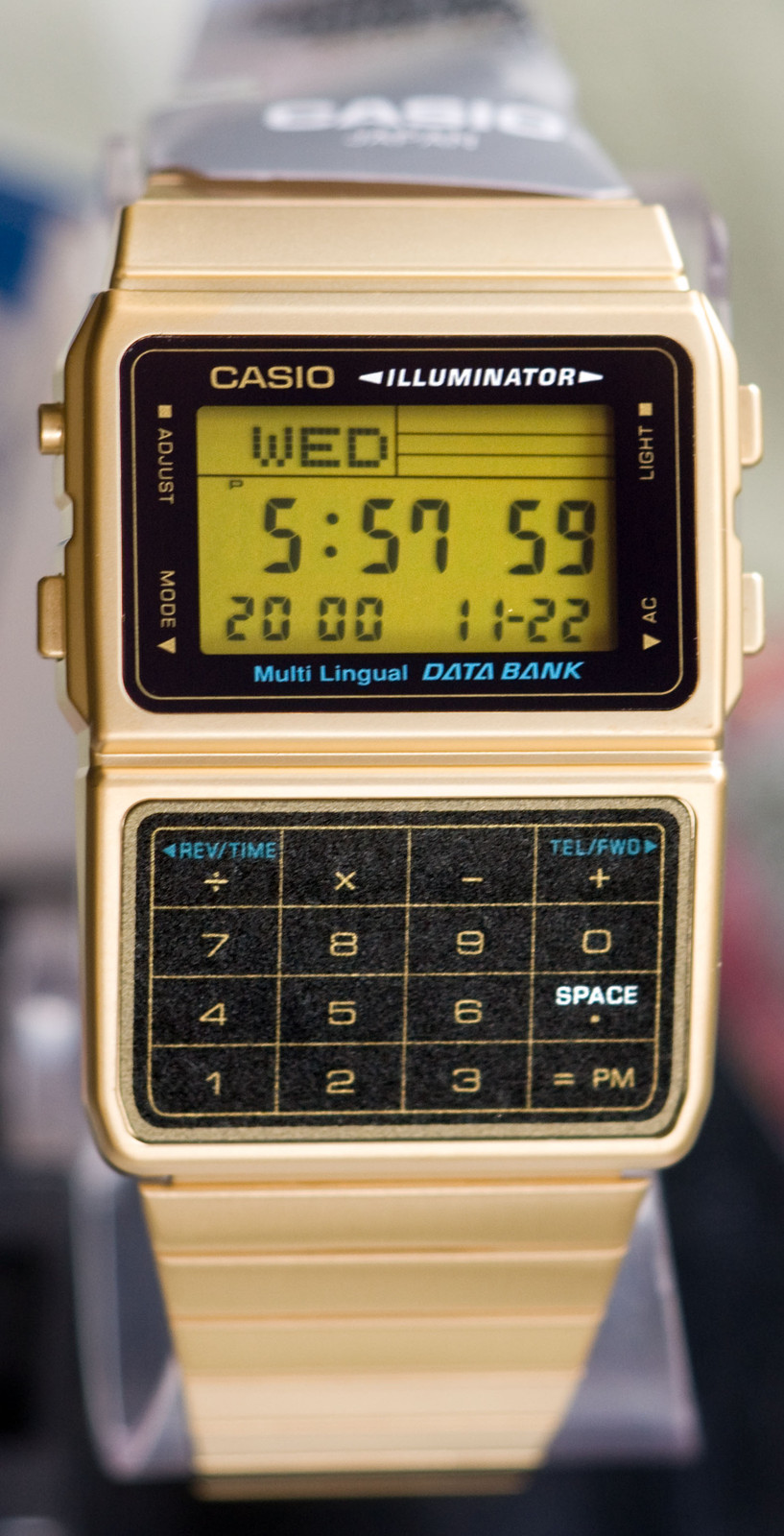 Casio DBC611G-1D Gold Databank Watch Stainless Steel Calculator 5 ...