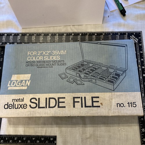 Vintage Logan Metal Deluxe 2x2” 35mm Slide File no.115 new old in ...