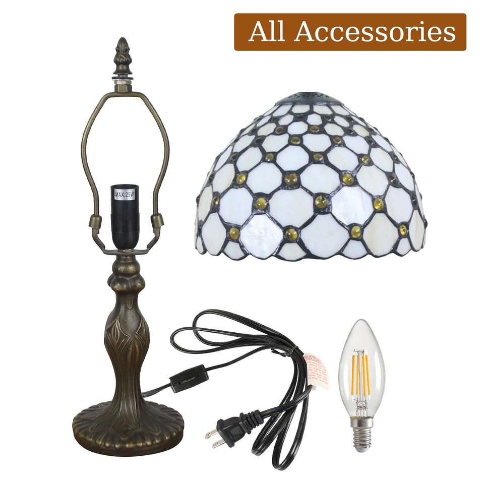 Table Lamp Tiffany Style 8 Inch Stained Glass Lampshades Small Bedside ...