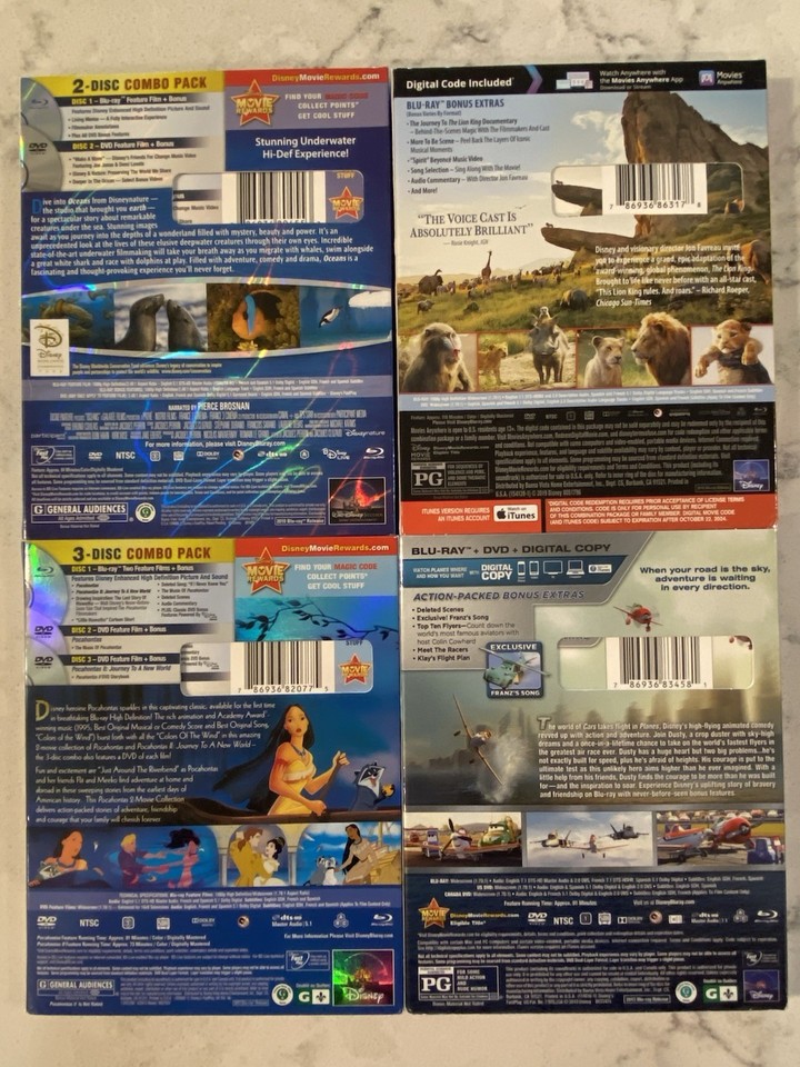 LOT OF 17 DISNEY BLU-RAY MOVIES ~ FROZEN/LION KING/COCO/ALADDIN/PLANES ...