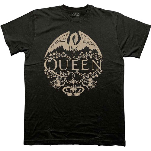 Queen Floral Crest Mono Band Logo T Shirt | eBay