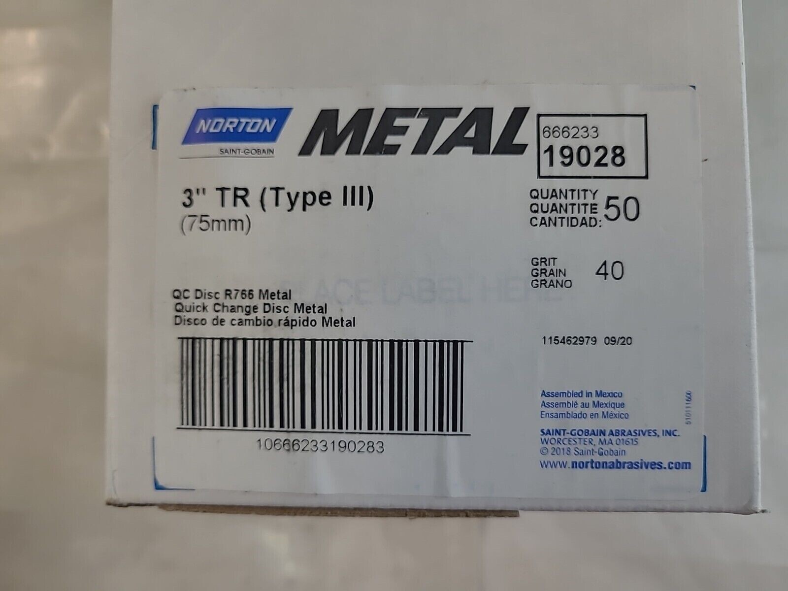 Norton METAL 3" TR (Type III) QC 40 GRIT Disc R766-LOT OF 50 | eBay